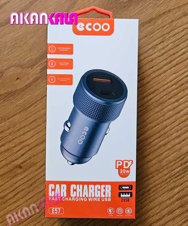 شارژر فندکی 20 وات PD برند ECOO مدل E57 "فروش عمده" - فروشگاه آنلاین پخش عمده آکان کالا